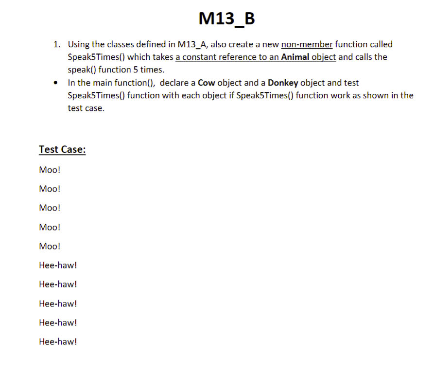 1. Using the classes defined in M13_A, also create a | Chegg.com 1. Using the classes defined in M13_A, also create a | Chegg.com
