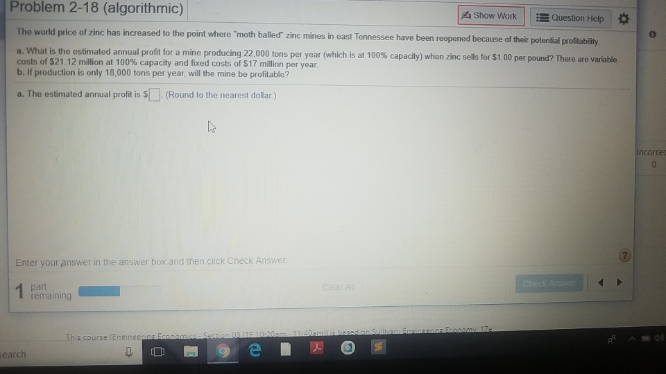 Solved Problem 2-18 (algorithmic) & Show WorkQuestion Help | Chegg.com