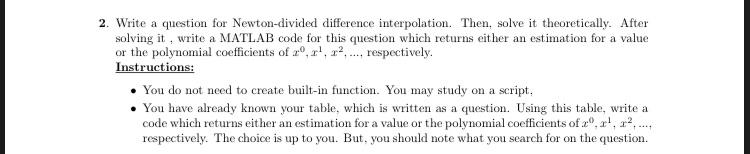 Solved 2. Write a question for Newton-divided difference | Chegg.com