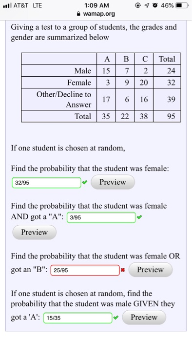 Solved 1:09 AM a wamap.org AT&T LTE Giving a test to a group | Chegg.com