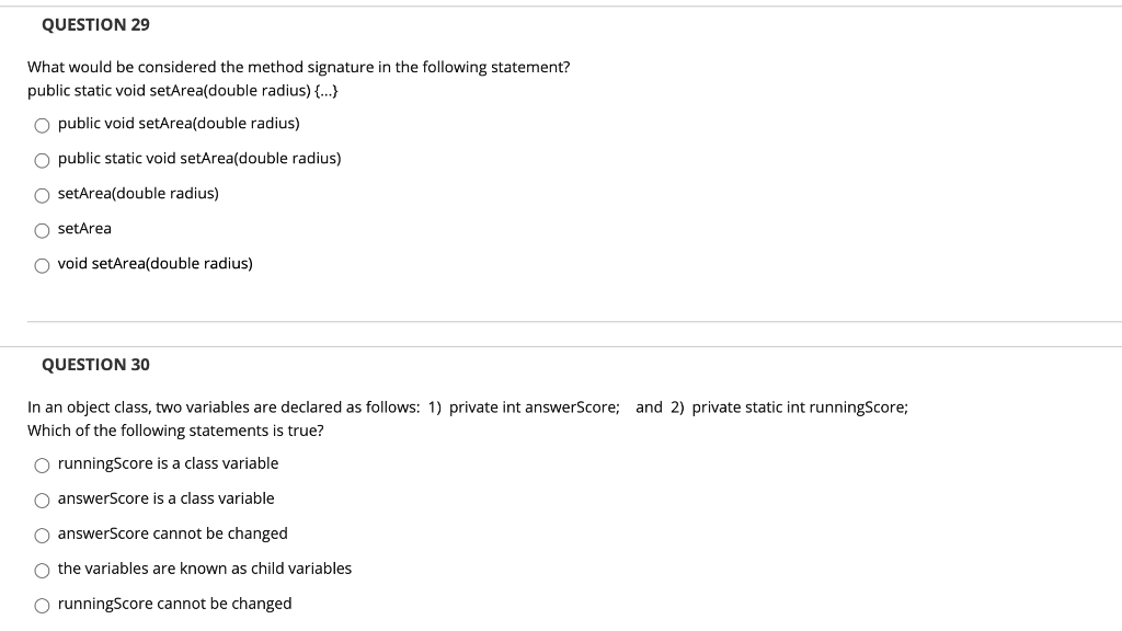 Solved QUESTION 29 What would be considered the method | Chegg.com