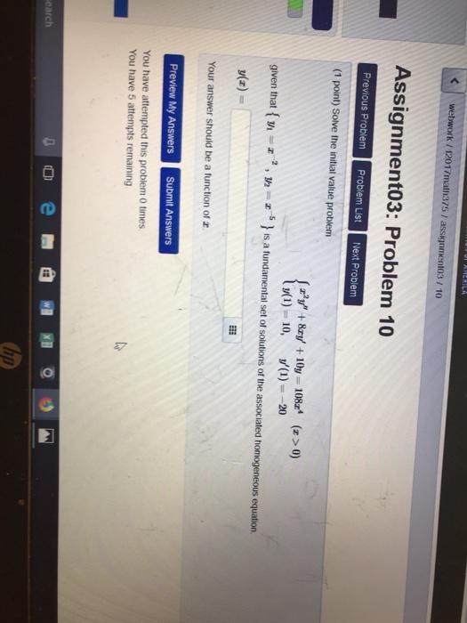 Solved Webwork 12017math375 Assignmento3 10 