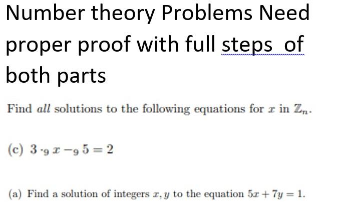 Solved Number theory Problems Need proper proof with full | Chegg.com