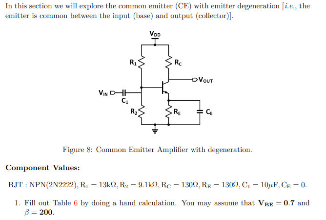 Solved In this section we will explore the common emitter | Chegg.com