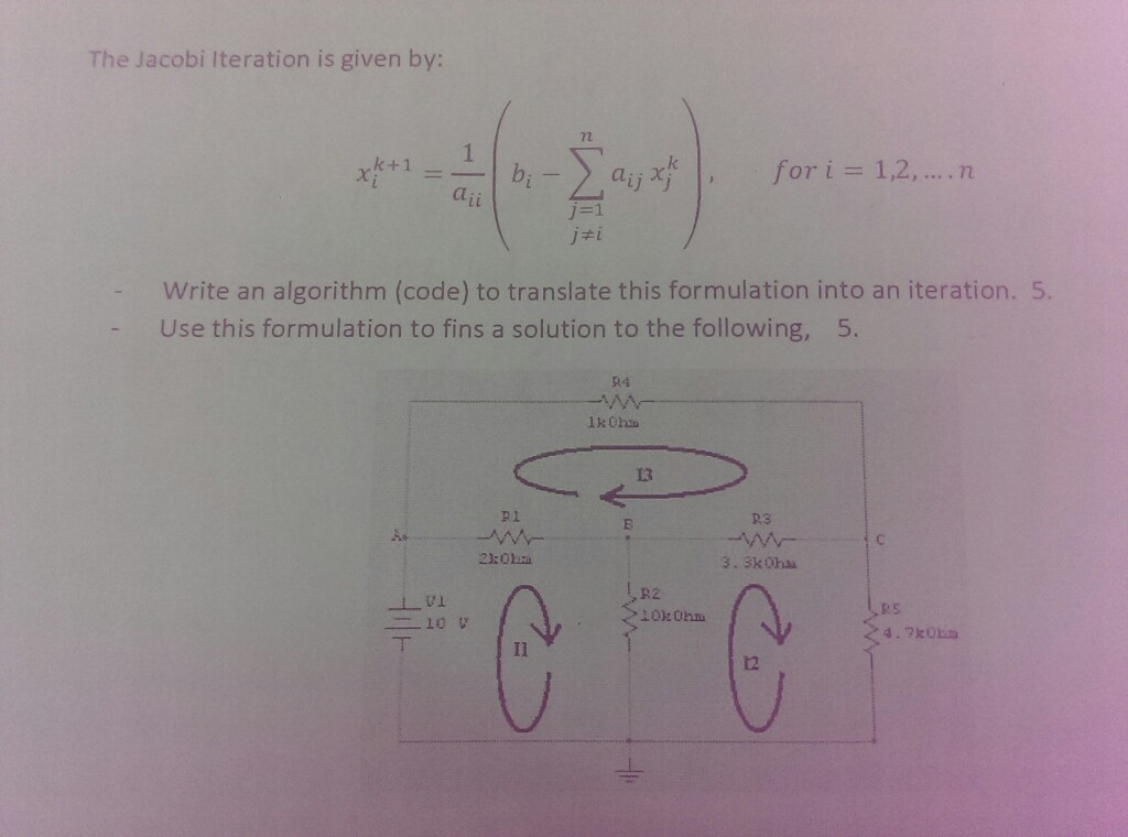 Solved The Jacobi Iteration is given by: 72 ori 1,2, ....n | Chegg.com