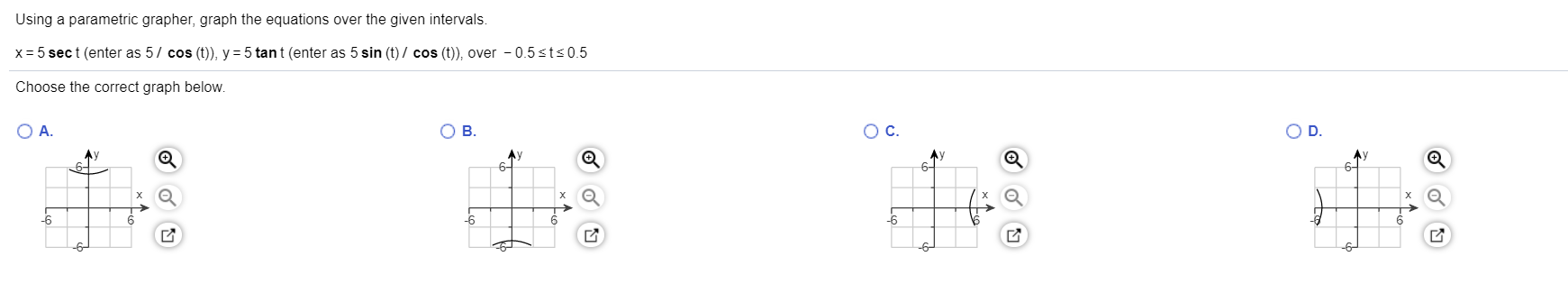 Solved Using a parametric grapher, graph the equations over | Chegg.com