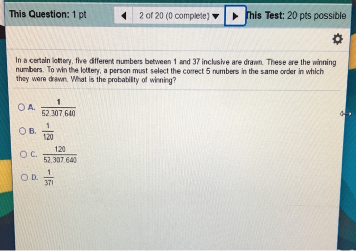 Solved In a certain lottery, five different numbers between | Chegg.com