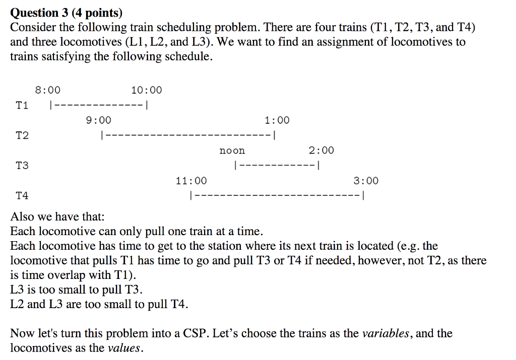 Question 3 (4 points) Consider the following train | Chegg.com