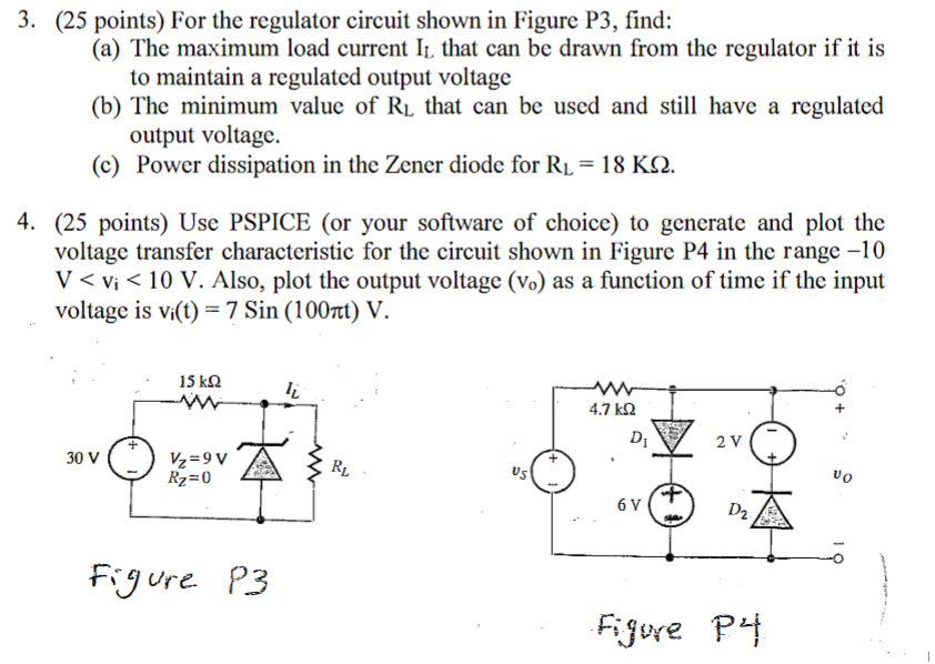 Solved (25 ﻿points) ﻿For the regulator circuit shown in | Chegg.com