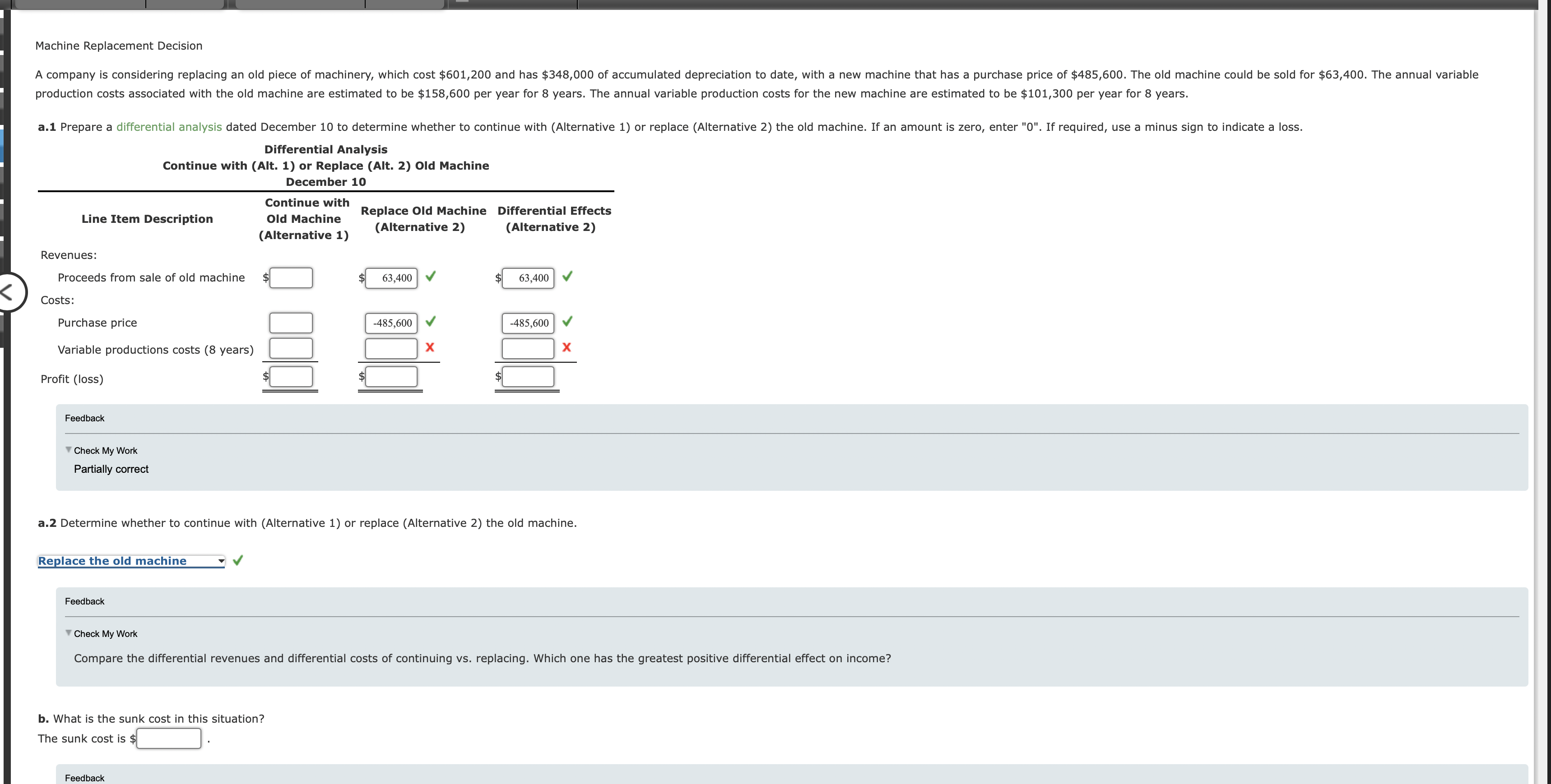 Solved Machine Replacement Decision Differential Analysis | Chegg.com