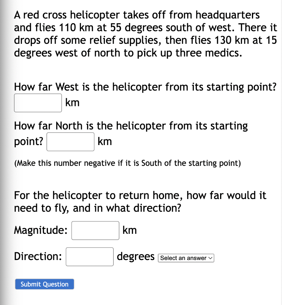 Solved A red cross helicopter takes off from headquarters | Chegg.com