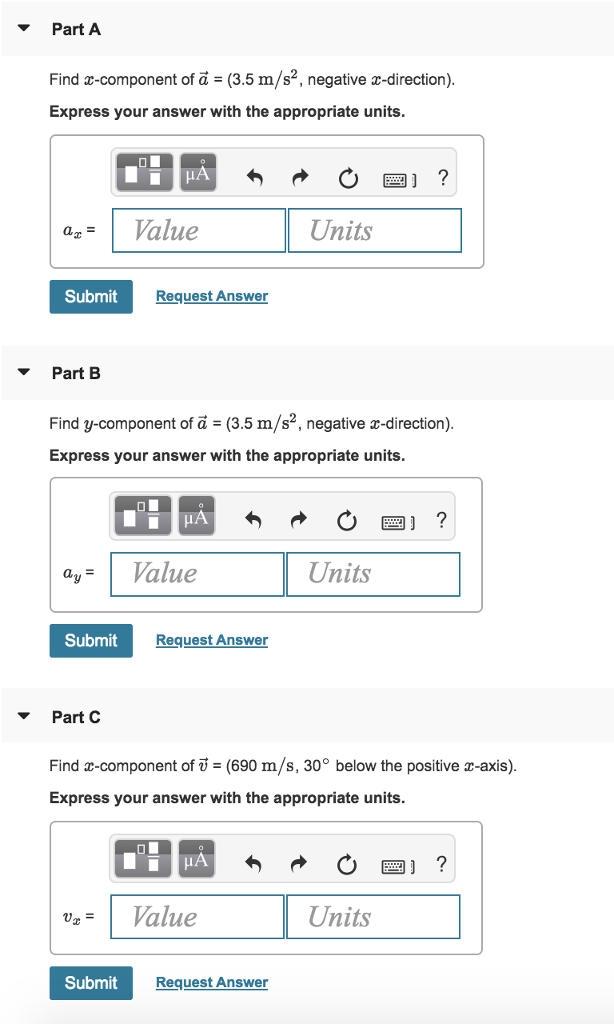 Solved Part A Find x-component of a-(3.5 m/s2, negative | Chegg.com