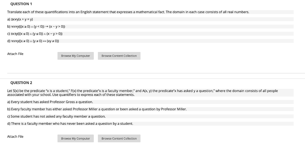 Solved QUESTION 1 Translate each of these quantifications | Chegg.com