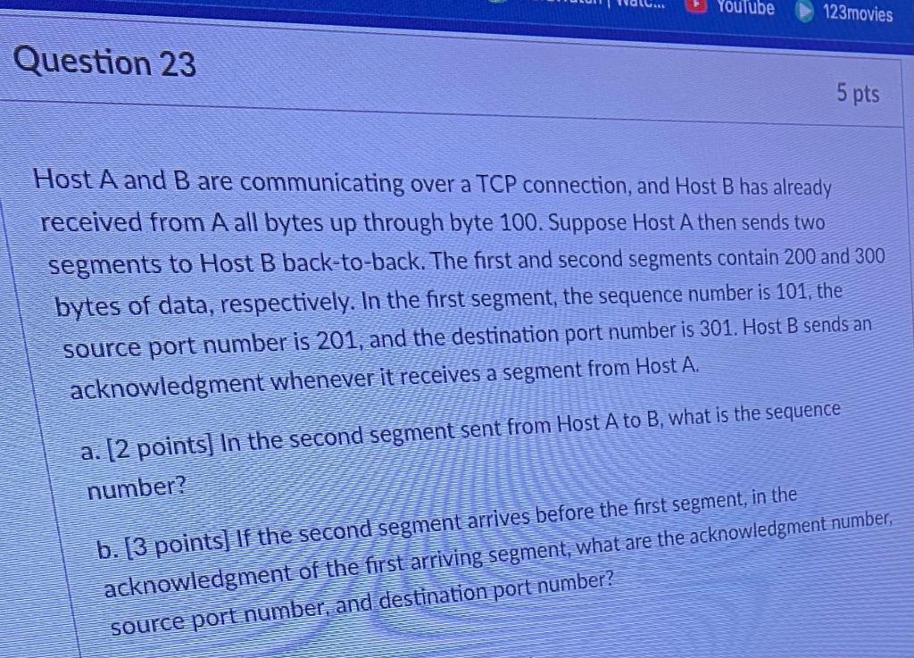 Solved Host A and B are communicating over a TCP connection, | Chegg.com