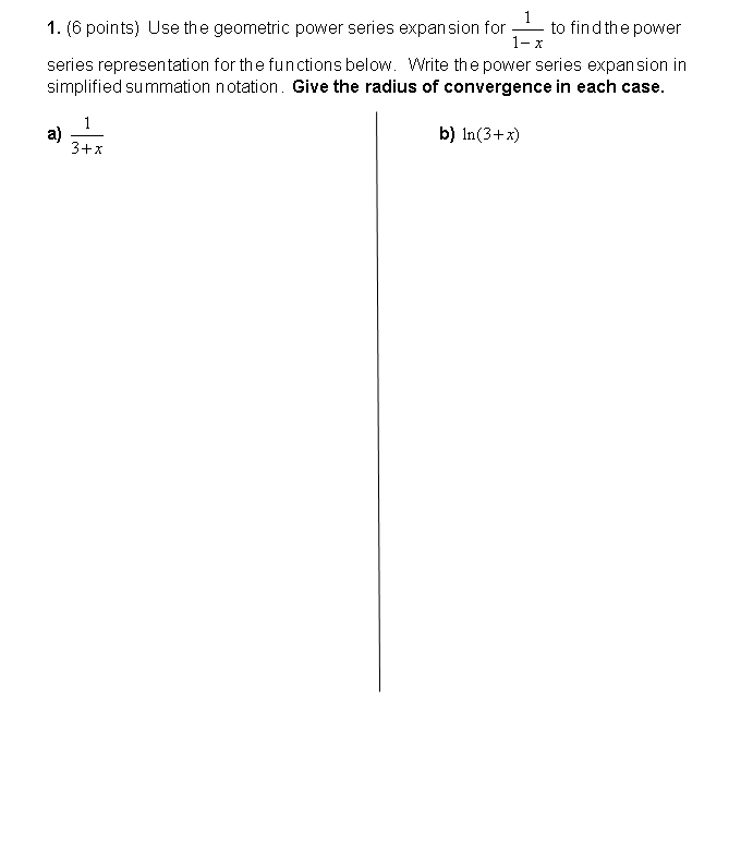 Solved 1. (6 points) Use the geometric power series | Chegg.com Solved 1. (6 points) Use the geometric power series | Chegg.com