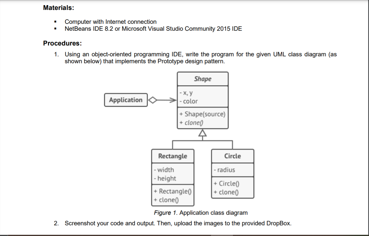 Solved Materials: Computer with Internet connection NetBeans | Chegg.com