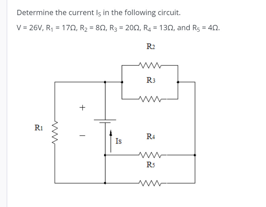 Solved Determine the current IS in the following circuit. | Chegg.com