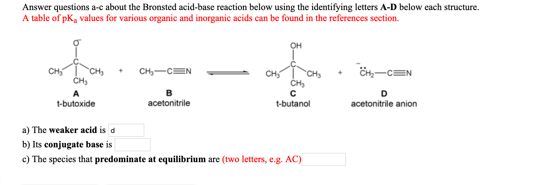 Answer questions A table of pKa values for various | Chegg.com