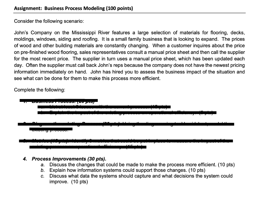 Solved Assignment: Business Process Modeling (100 points) | Chegg.com