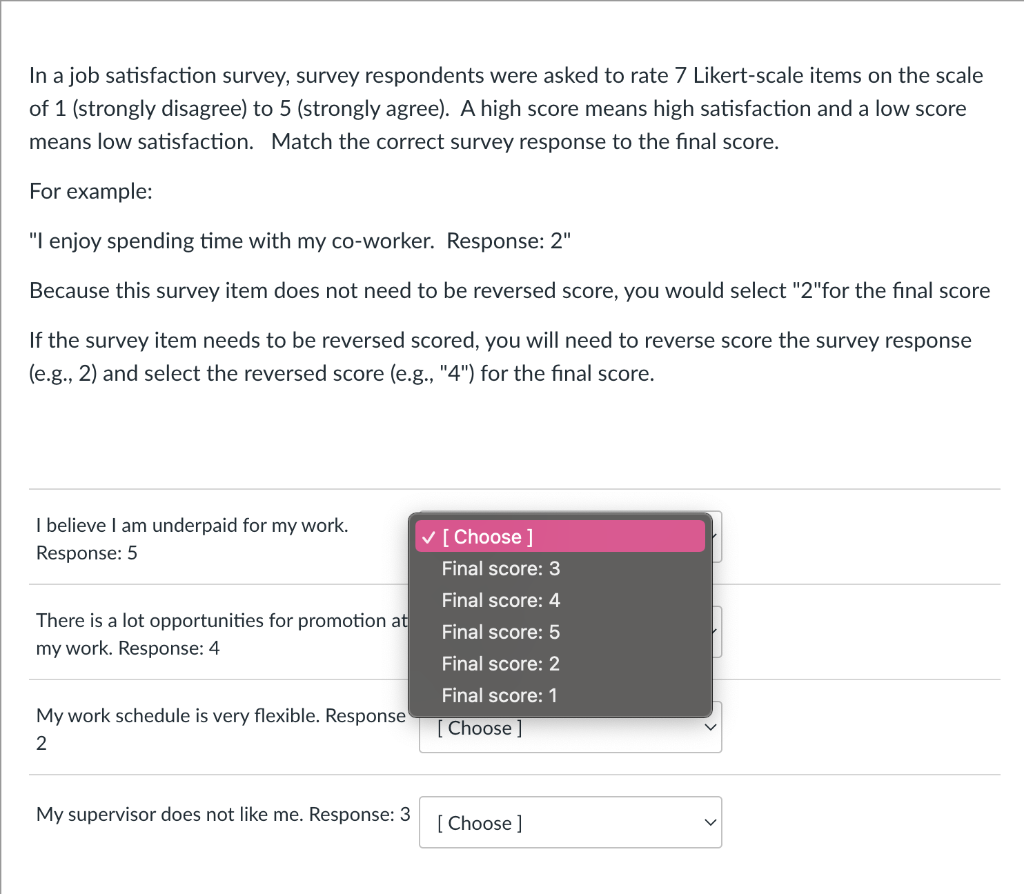Solved In a job satisfaction survey, survey respondents were | Chegg.com