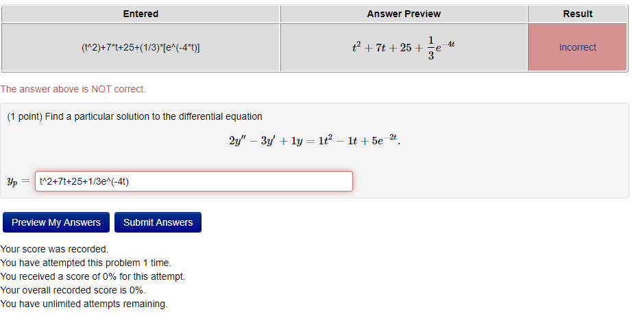 Solved Entered Answer Preview Result | Chegg.com