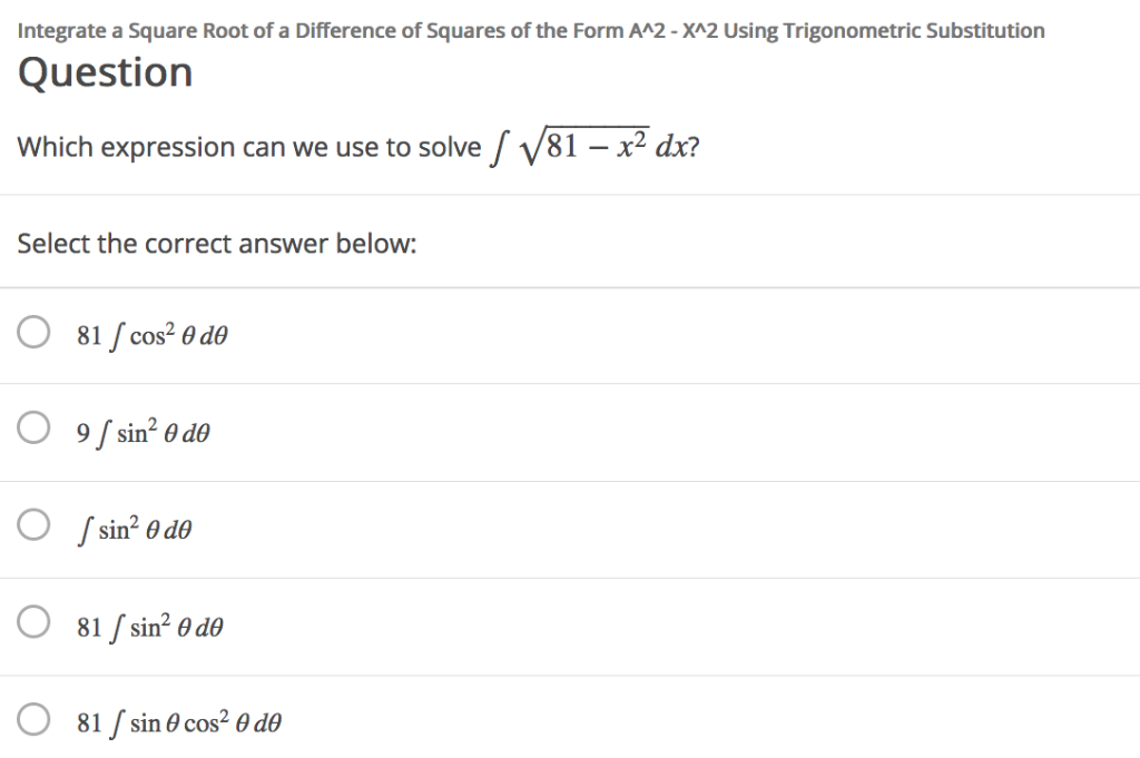 Solved Integrate a Square Root of a Difference of Squares of | Chegg.com