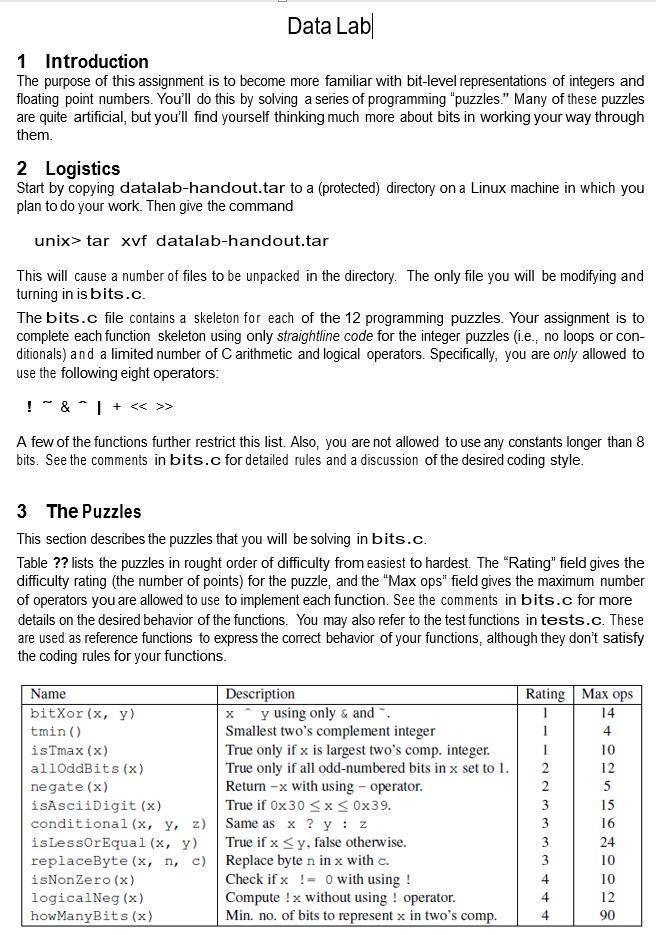 Solved In C Each "Expr" is an expression using ONLY the | Chegg.com