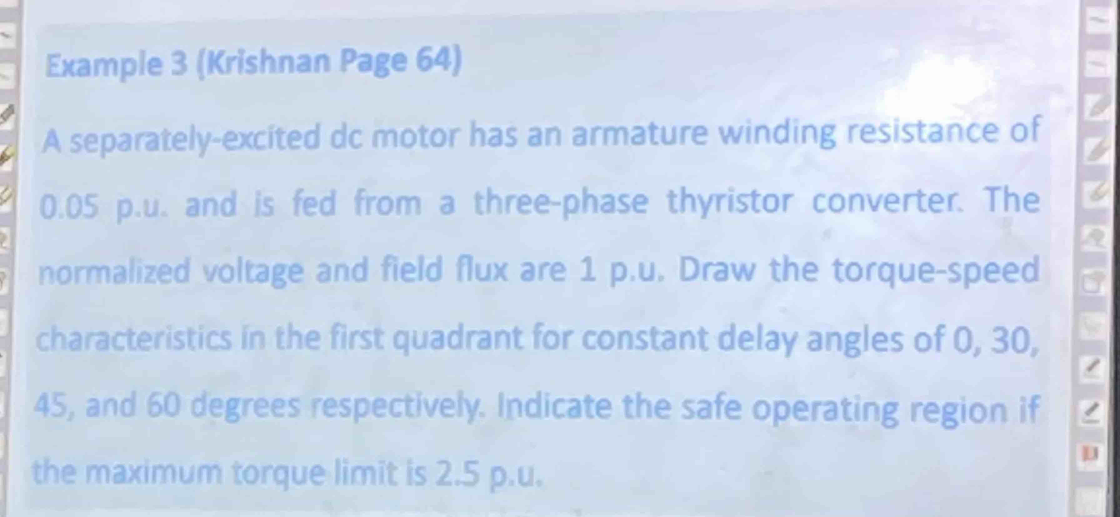 Solved Example 3 (Krishnan Page 64) ﻿A separately-excited dc | Chegg.com