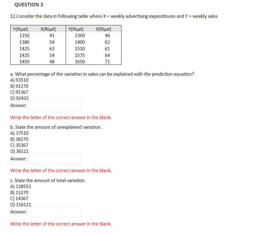 Solved 12.Consider the data in following table where X= | Chegg.com