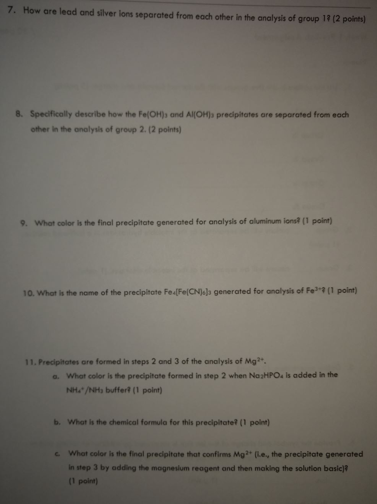 Solved 1. List the cations in the five groups with the | Chegg.com