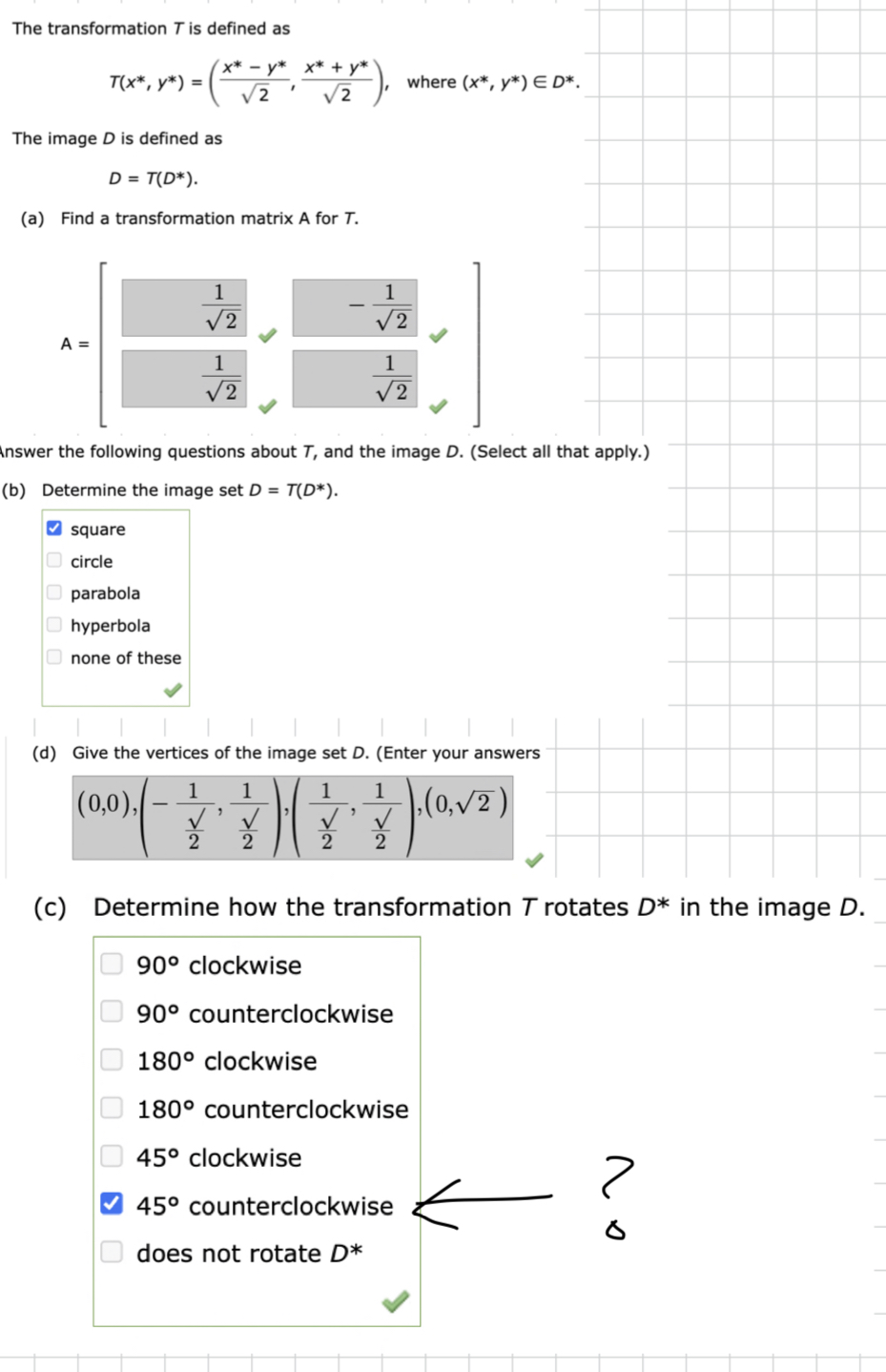 Solved The transformation T is defined as | Chegg.com