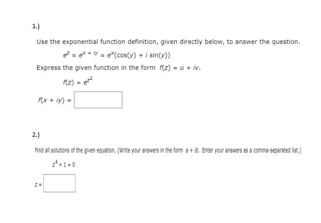 Solved Use the exponential function definition, given | Chegg.com