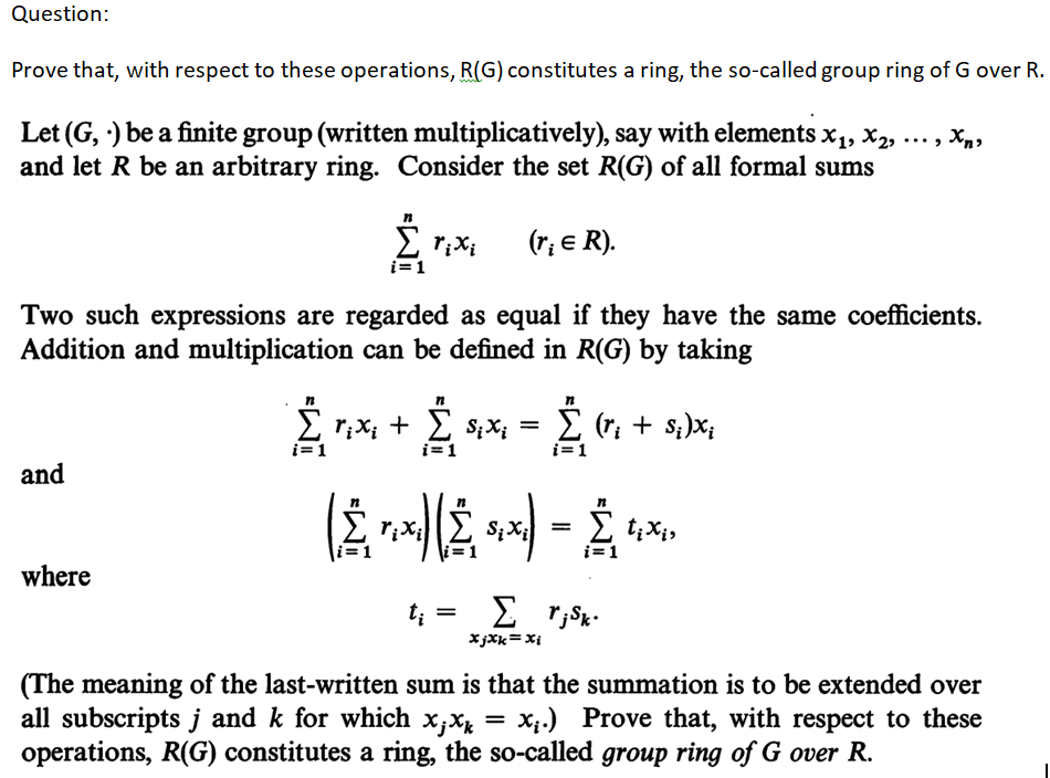 Solved Prove that, with respect to these operations, R(G) | Chegg.com