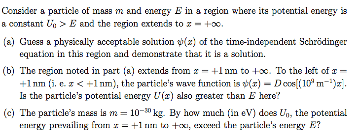 Solved Consider a particle of mass m and energy E in a | Chegg.com