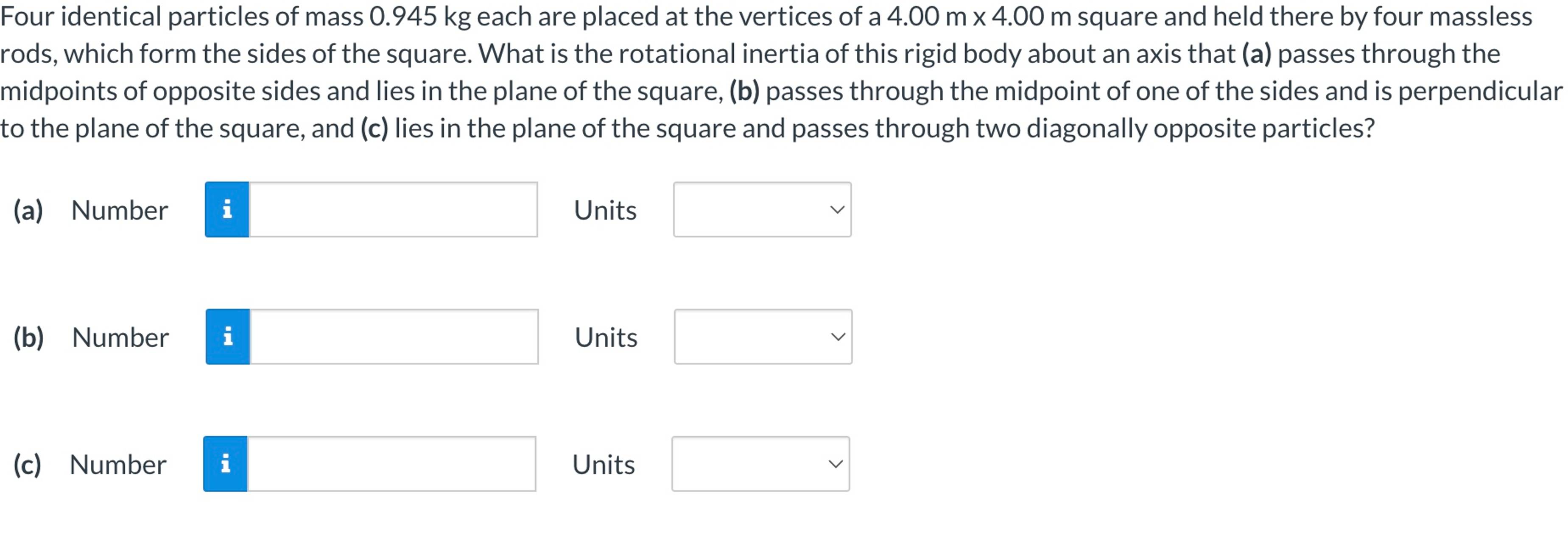 Solved Four identical particles of mass 0.945kg ﻿each are | Chegg.com