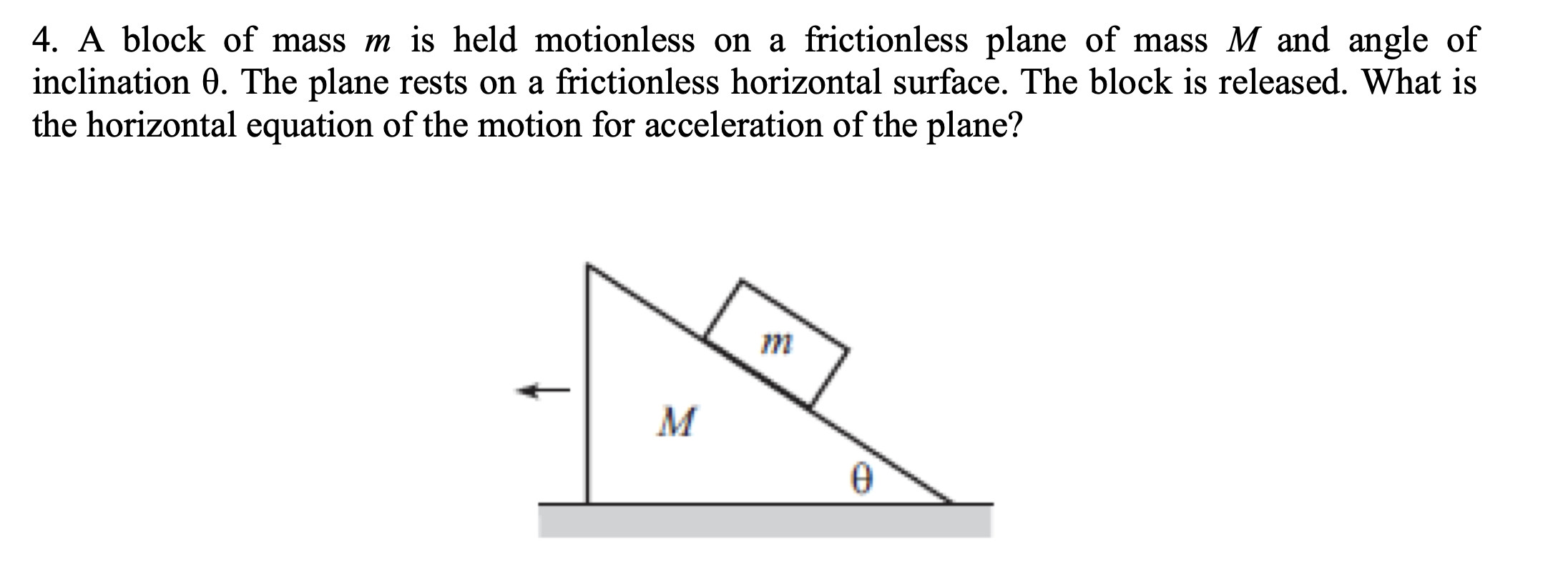 Solved 4. A block of mass m is held motionless on a | Chegg.com