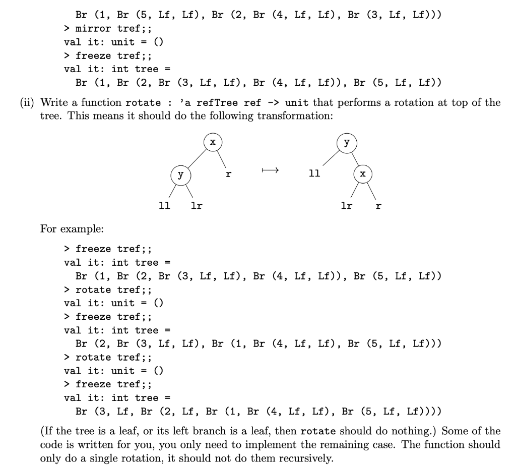 3. Elements of the type 'a refTree ref are mutable | Chegg.com