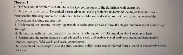 Solved Chapter 1 1. Define a social problem and illustrate | Chegg.com
