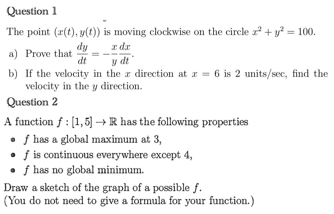 Solved The point (x(t),y(t)) is moving clockwise on the | Chegg.com