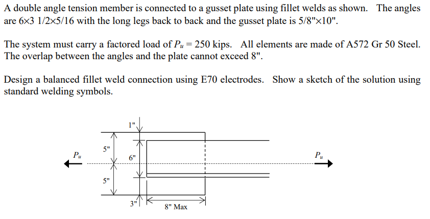 Solved A double angle tension member is connected to a | Chegg.com