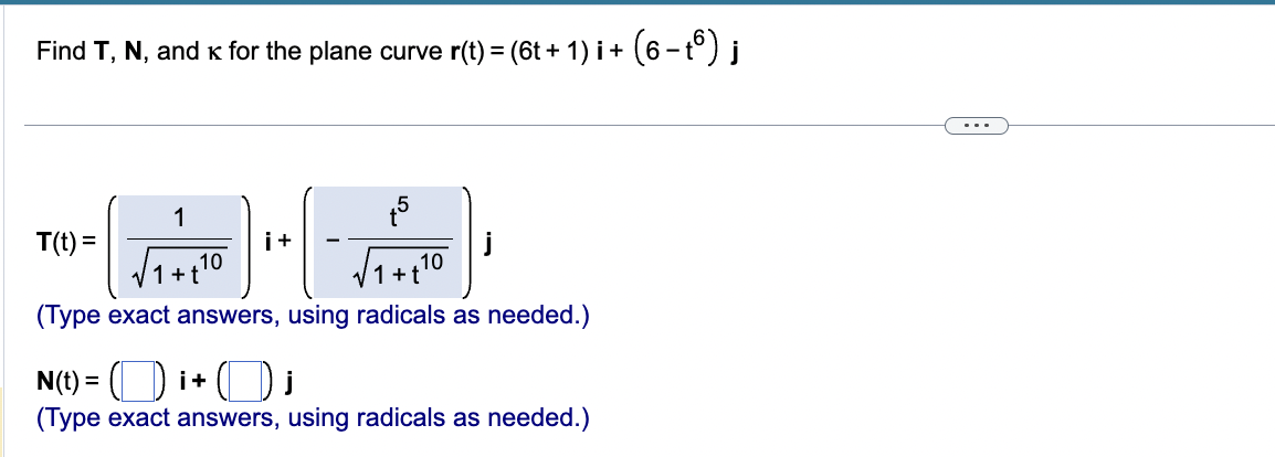Solved Find T,N, and κ for the plane curve | Chegg.com