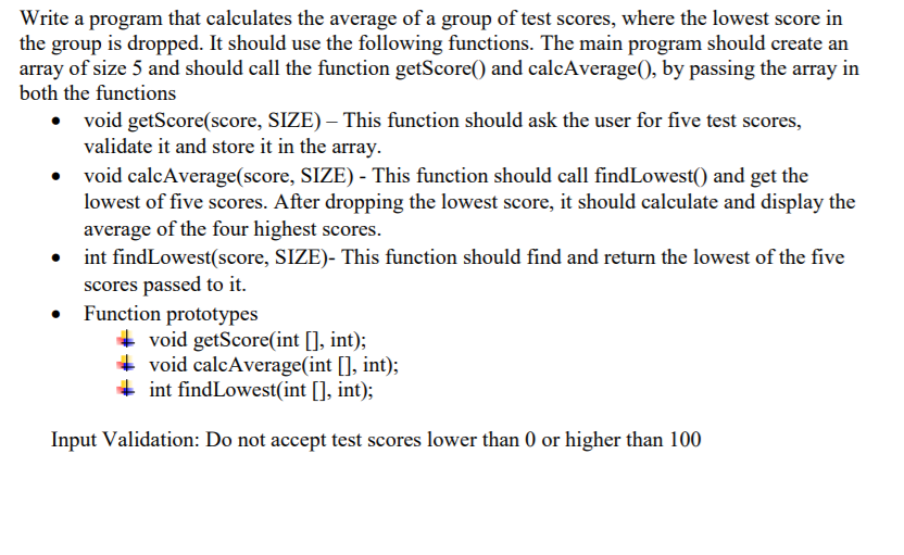 Write A Program That Calculates The Average Of A Chegg