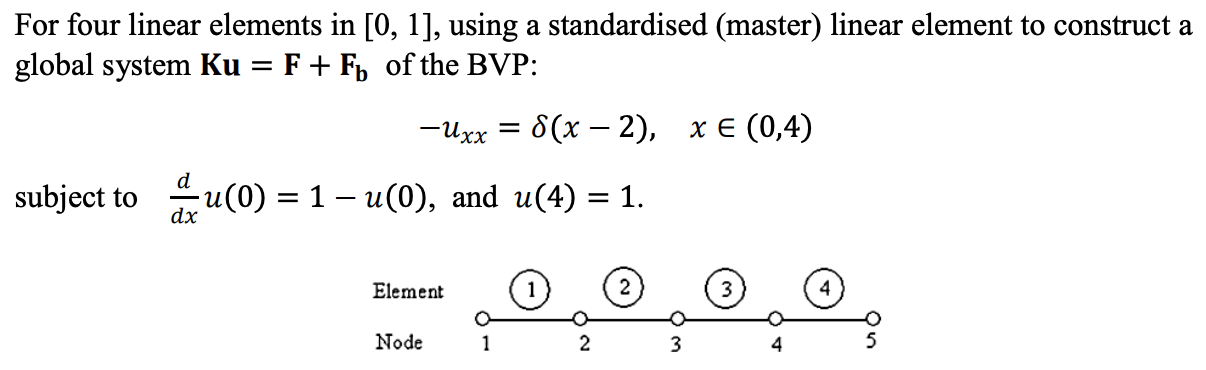 For four linear elements in [0, 1], using a | Chegg.com