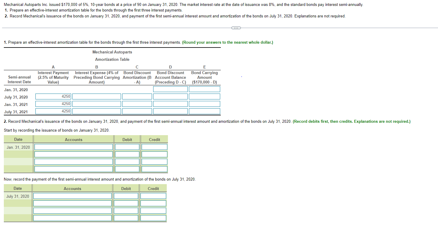 Solved 1. Prepare an effective-interest amortization table | Chegg.com