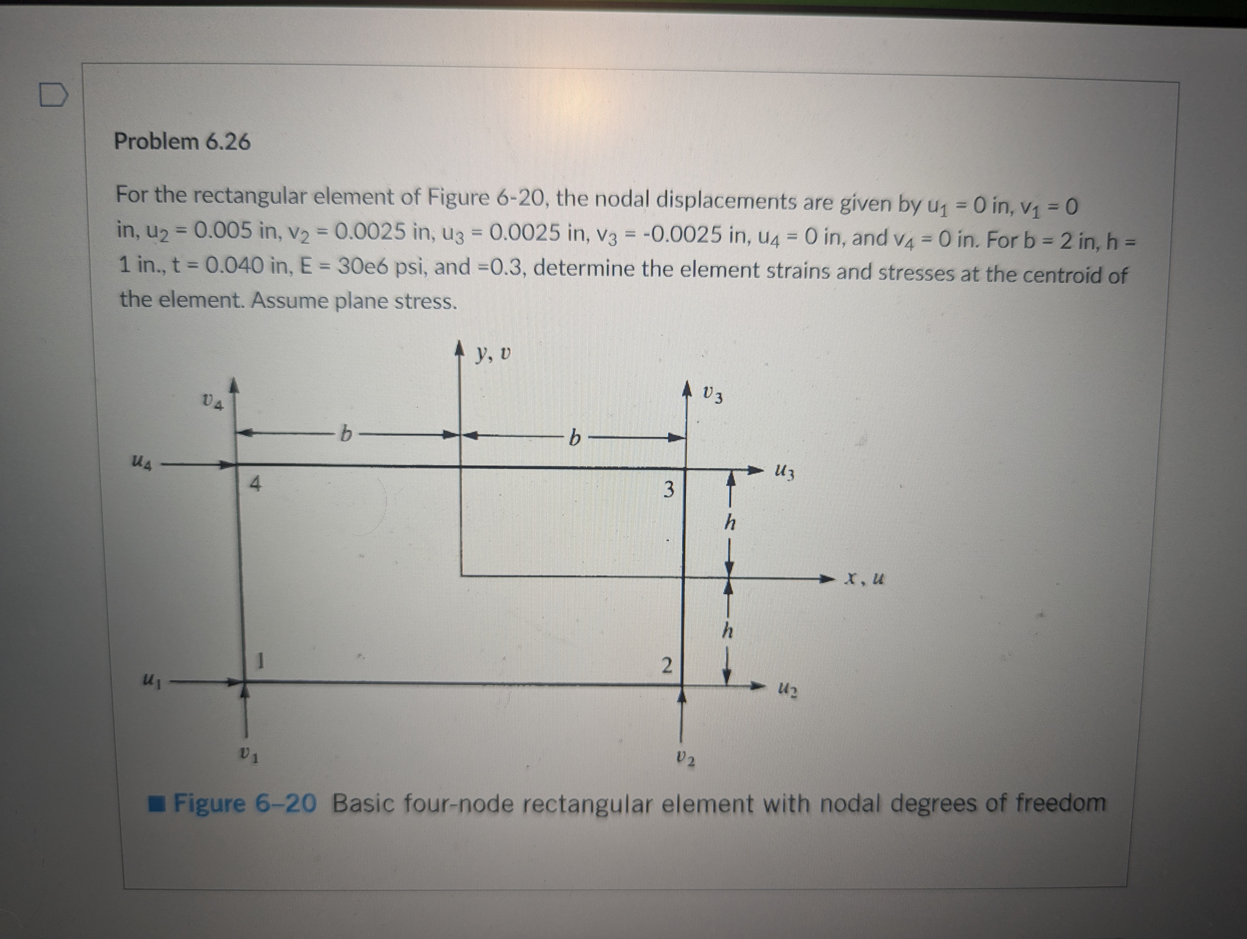 Solved Problem 6.26For the rectangular element of ﻿Figure | Chegg.com