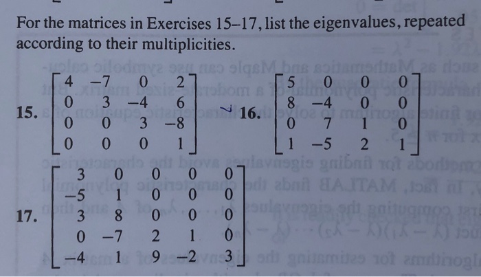 Solved For The Matrices In Exercises 15 17 List The