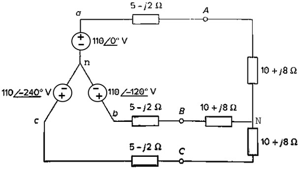 Solved Y-Y connected circuit shown determine the TOTAL | Chegg.com