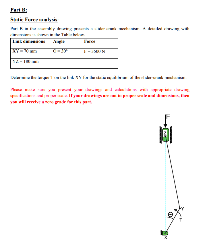 Solved Part B: Static Force analysis: Part B in the assembly | Chegg.com