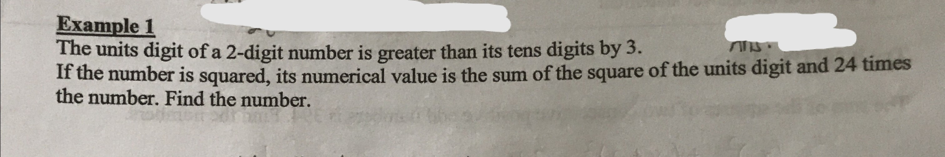 Solved Example 1 The units digit of a 2-digit number is | Chegg.com