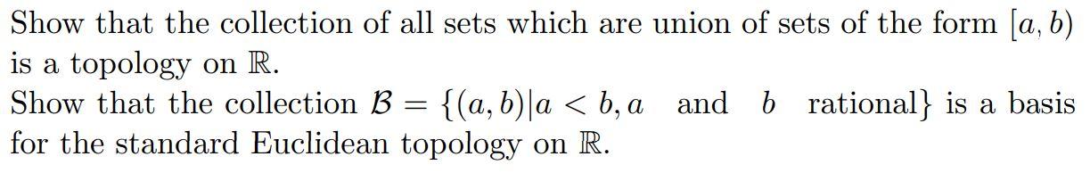 Solved Show that the collection of all sets which are union | Chegg.com
